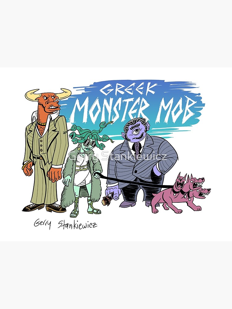 "Greek Monster Mob" Greeting Card for Sale by Gerry Stankiewicz | Redbubble
