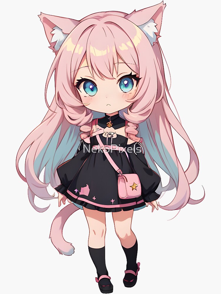 "Kawaii Pastel Chibi Anime Cat Girl" Sticker for Sale by NekoPixels ...