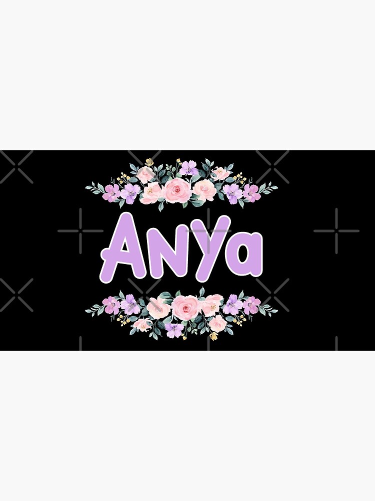 "Purple Flower Anya Name Label (Black)" Greeting Card for Sale by ...