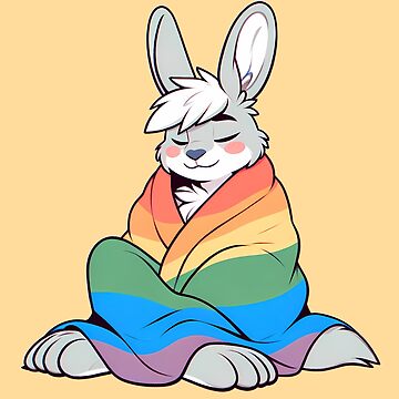 "Comfy Womfy Furry Pride Rabbit LGBTQ Rainbow" Sticker for Sale by ...