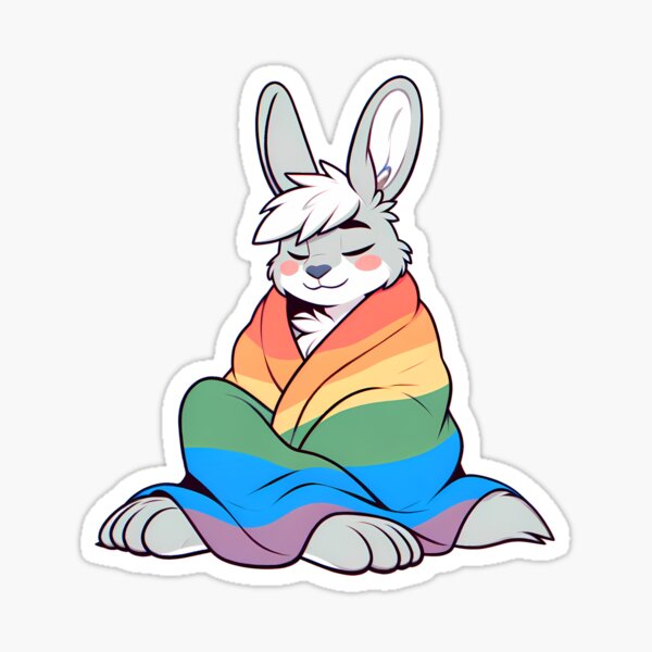 "Comfy Womfy Furry Pride Rabbit LGBTQ Rainbow" Sticker for Sale by ...