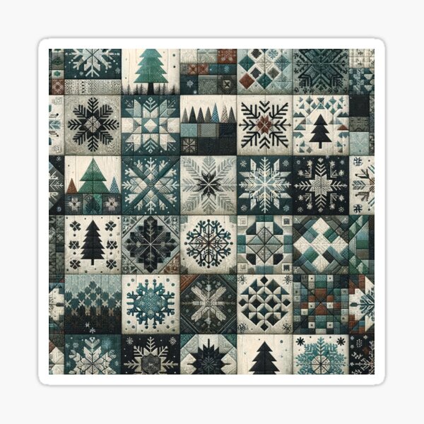 "Winter Inspired Patchwork Quilt Pattern" Sticker for Sale by ...