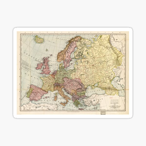 "Atlas Map of Europe (1912)" Sticker for Sale by allhistory | Redbubble
