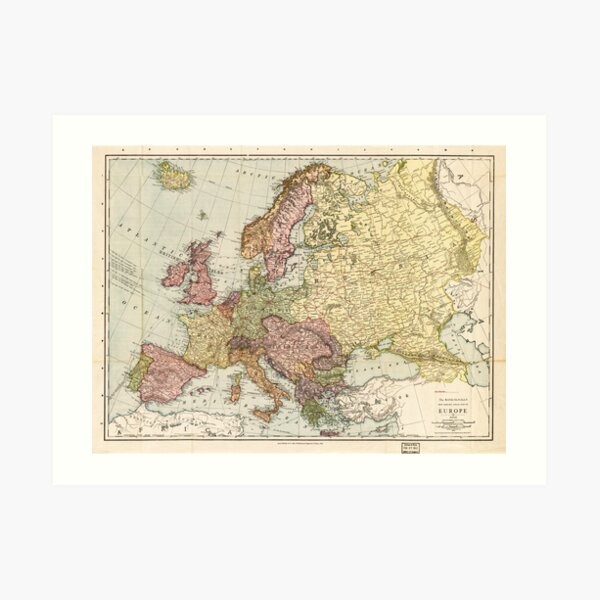 "Atlas Map of Europe (1912)" Art Print by allhistory | Redbubble