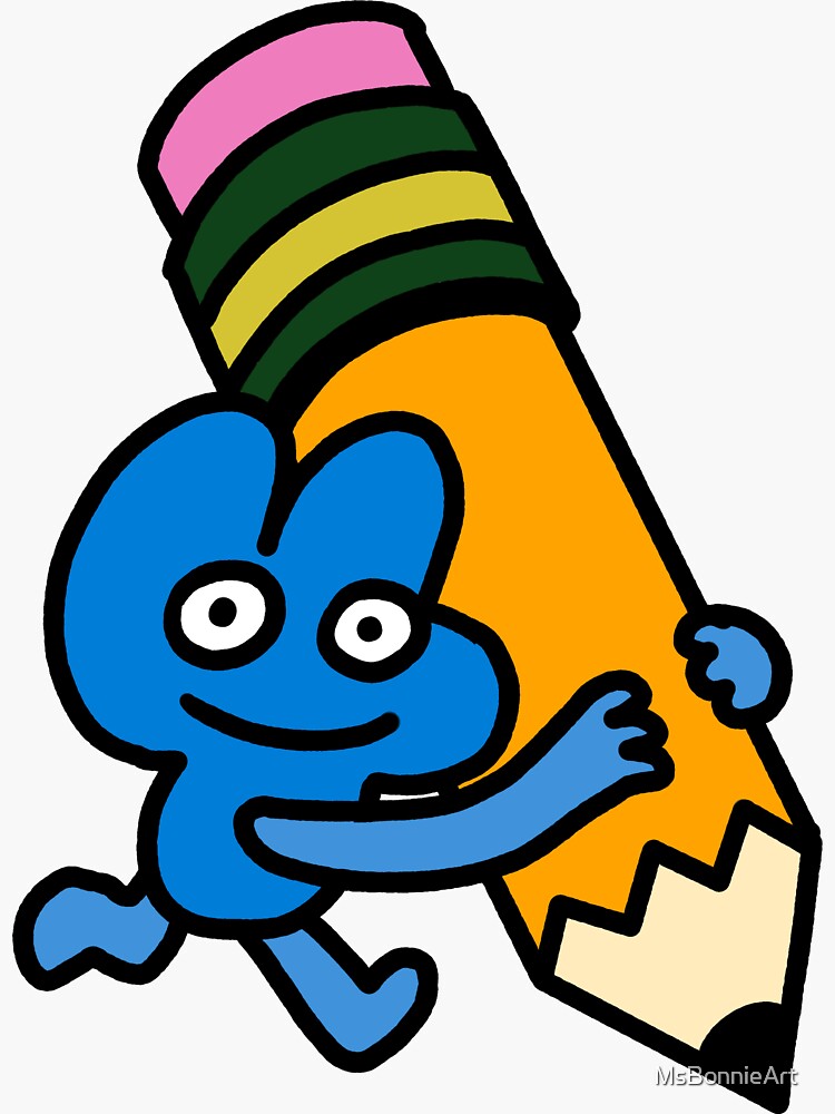 "Four holding pencil BFDI" Sticker for Sale by MsBonnie | Redbubble