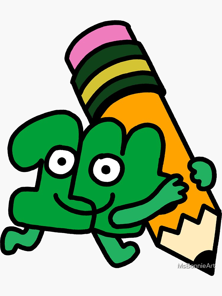 "Fourteen holding pencil BFDI" Sticker for Sale by MsBonnie | Redbubble