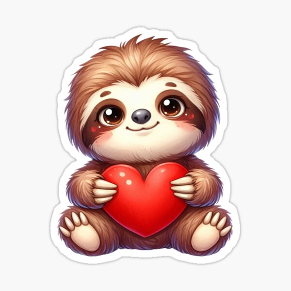 "Baby Sloth Holding Heart - Slothful Serenity" Sticker for Sale by ...