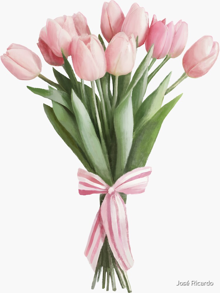 "Bouquet of Pink Tulips" Sticker for Sale by jrdesign1 | Redbubble