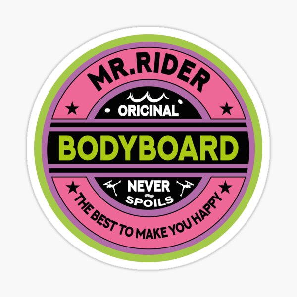 "Bodyboard "MR RIDER"" Sticker by Cclikdesign | Redbubble