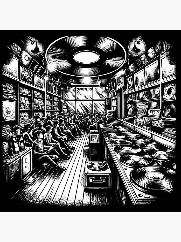 "Record shop" Sticker for Sale by OldSchoolRetro | Redbubble