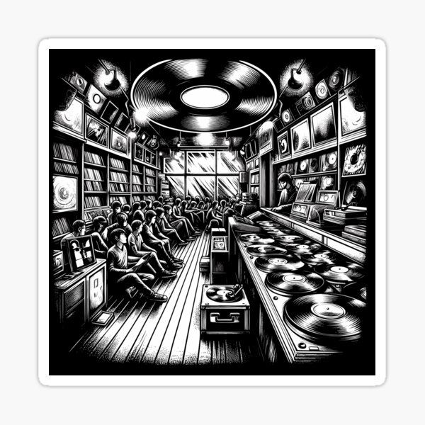 "Record shop" Sticker for Sale by OldSchoolRetro | Redbubble
