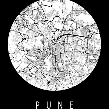 "Pune City Map of Maharashtra, India - Full Moon" Poster for Sale by ...
