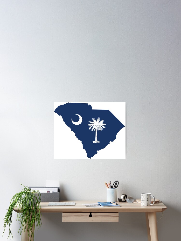 "South Carolina State Outline with Flag" Poster for Sale by ...