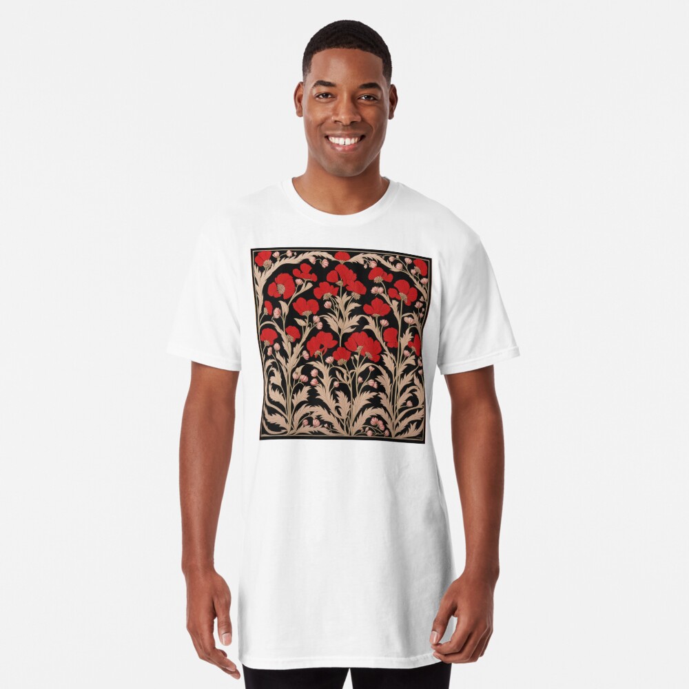 "Art Nouveau Floral Pattern Collection #1 - Red Bleeding Heart Flowers ...