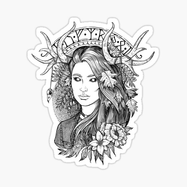 "Heilung shaman with runes and flowers" Sticker for Sale by BlackForge ...