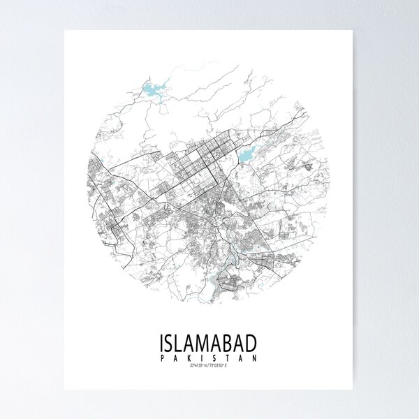 "Islamabad City Map of Pakistan - Circle" Poster for Sale by deMAP ...