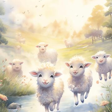 "Whimsical Sheep Frolic" Sticker for Sale by cute-animals99 | Redbubble