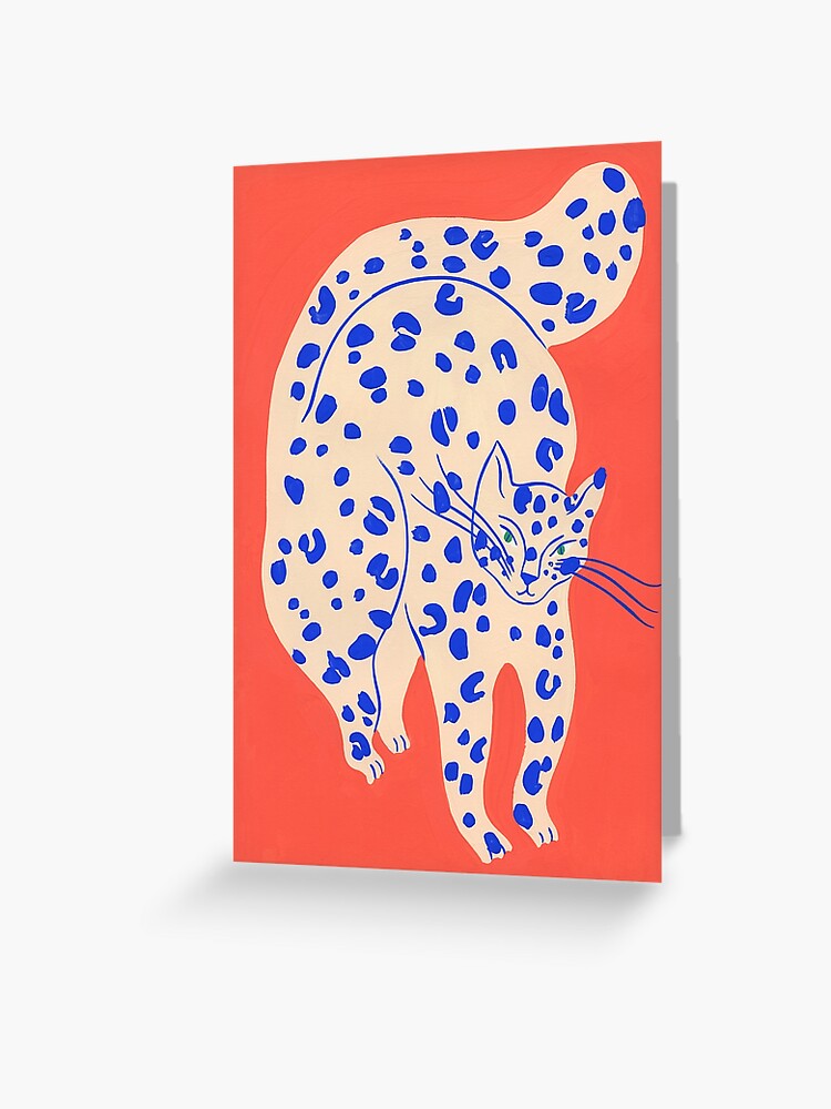 "Spotted cat on orange background" Greeting Card by Agathe Singer ...