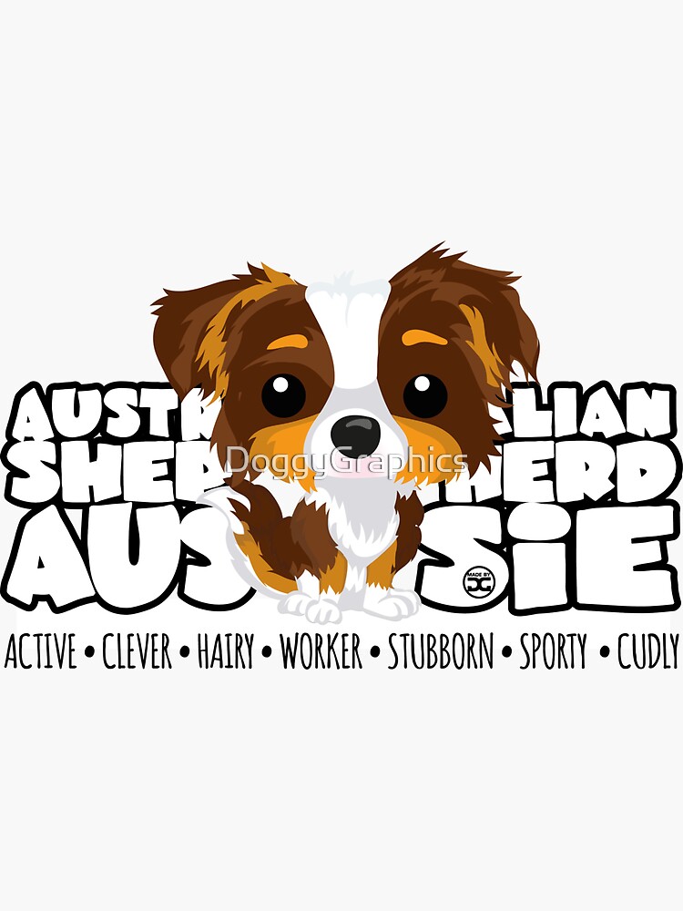 "DGBigHeads - Aussie Brown Trico" Sticker by DoggyGraphics | Redbubble