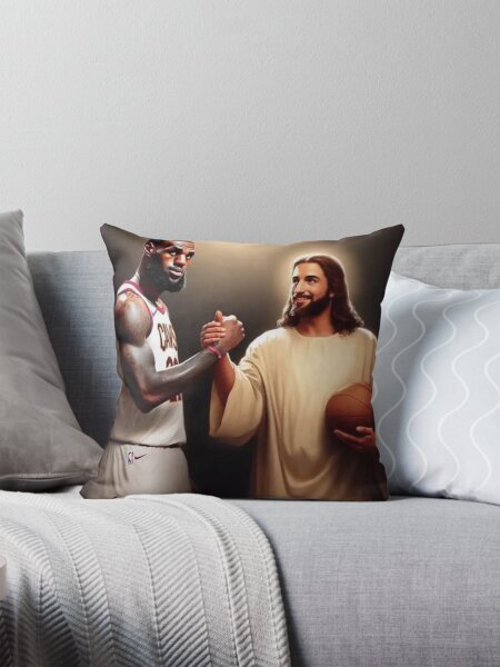 "Lebron James + Jesus " Pillow for Sale by adrian122623 | Redbubble