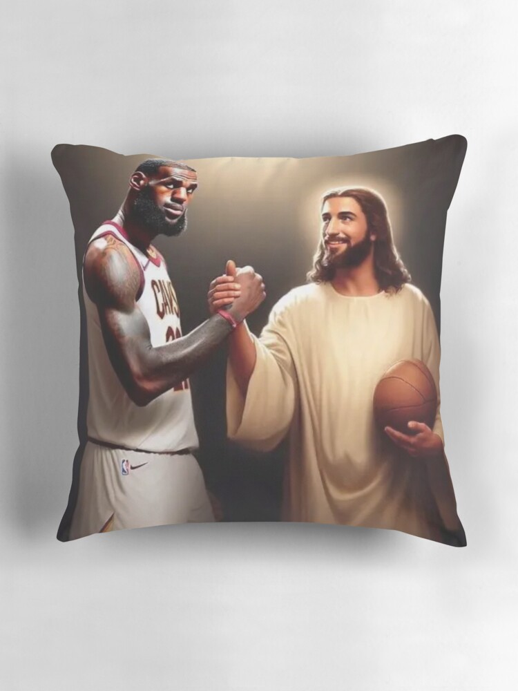 "Lebron James + Jesus " Pillow for Sale by adrian122623 | Redbubble