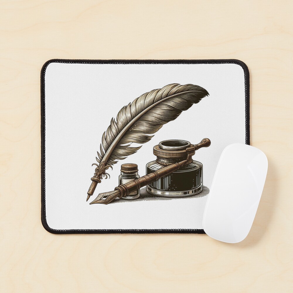 "A Fountain and Quill Pens with an Ink Holder" Sticker for Sale by ...