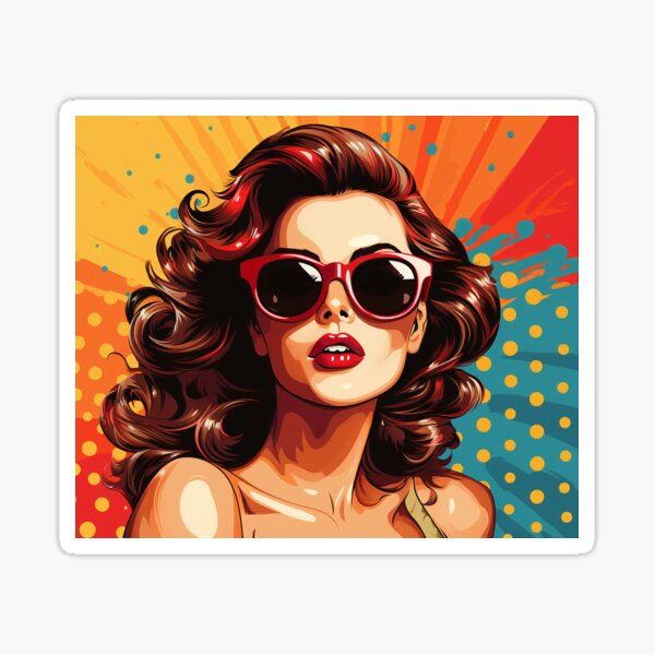 "pop art girl in red sunglasses" Sticker for Sale by Rebelka | Redbubble