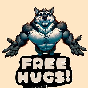"Free Hugs From A Furry Anthro Werewolf" Sticker for Sale by ...