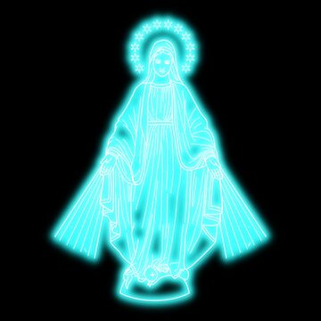 "Blue Neon Virgin Mary" Sticker for Sale by lachataigne | Redbubble
