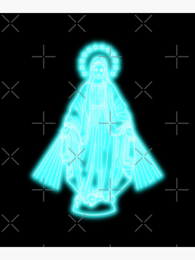 "Blue Neon Virgin Mary" Sticker for Sale by lachataigne | Redbubble