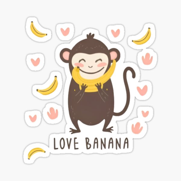 "Monkey Banana" Sticker for Sale by luckyanimechann | Redbubble