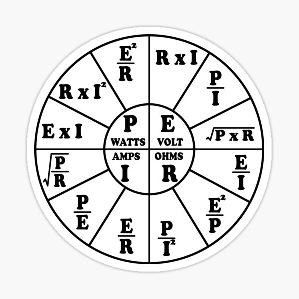 "Ohms Wheel Electrician Math formulas - Ohms Law" Sticker for Sale by ScienceCorner | Redbubble