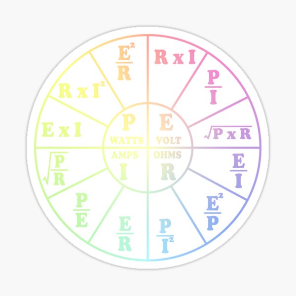 Ohms Wheel Electrician Math Formulas Ohms Law Sticker For Sale By Sciencecorner Redbubble