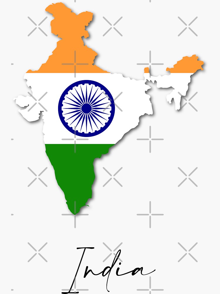 "India Country Map and Flag Asia New Delhi" Sticker for Sale by dk ...