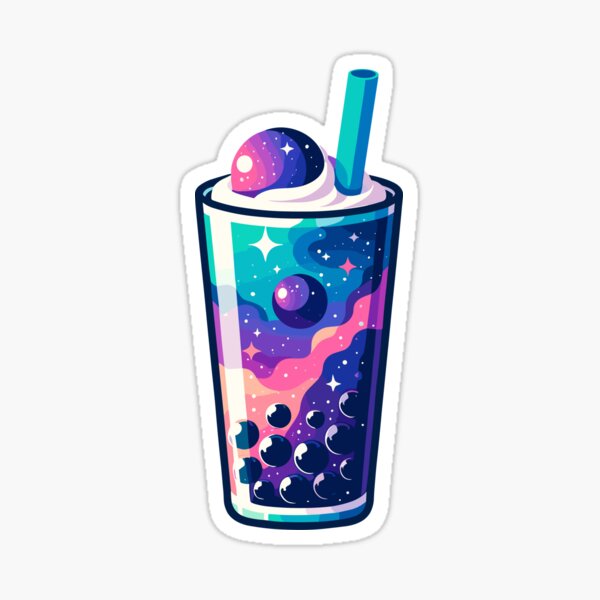 "Cosmic Delight: Galaxy Boba Tea" Sticker for Sale by Ingridpd | Redbubble