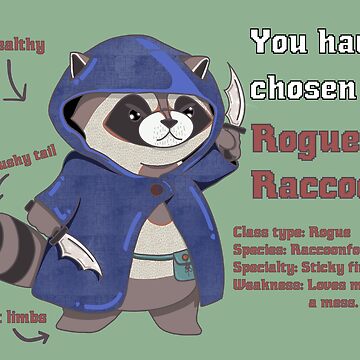 "Rogue Raccoon Version 2, RPG Style" Sticker for Sale by nemuisensei ...
