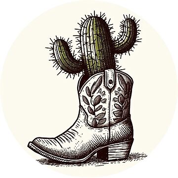 "Cactus Growing Out of a Cowboy Boot" Sticker for Sale by ...