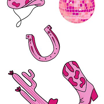 "Pink Disco cowgirl sticker set" Sticker for Sale by brueri | Redbubble