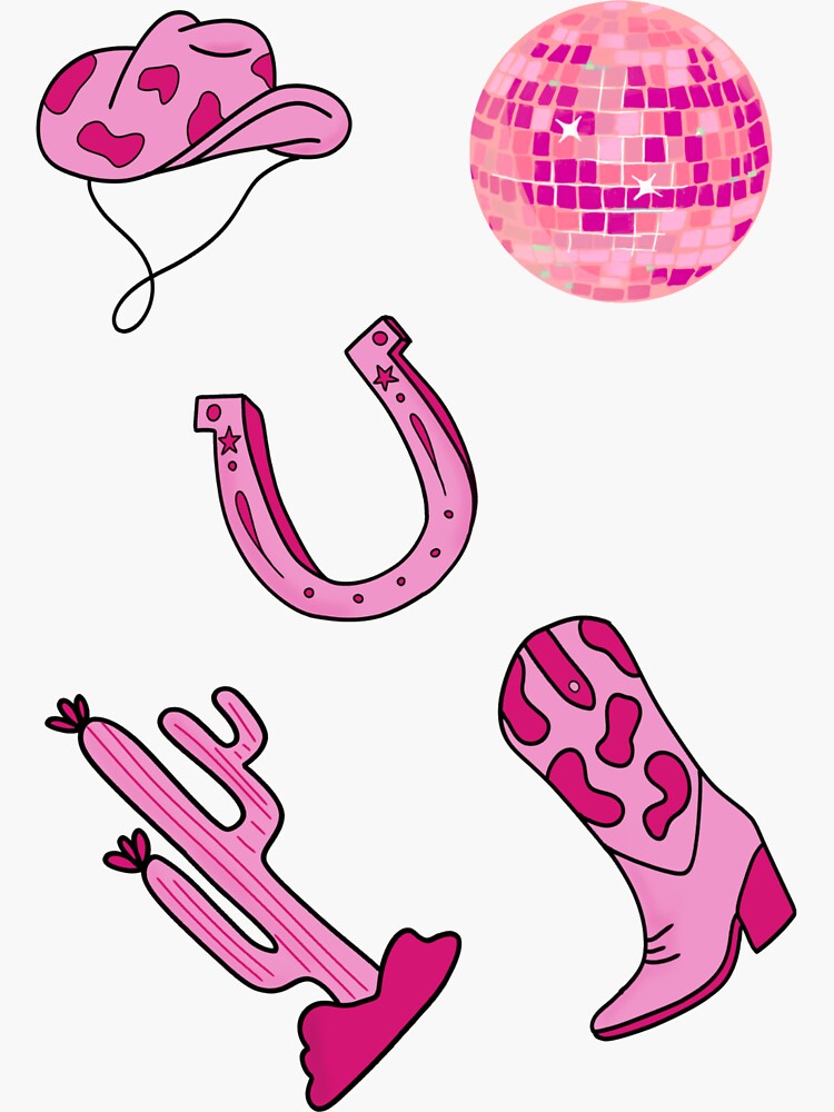 "Pink Disco cowgirl sticker set" Sticker for Sale by brueri | Redbubble