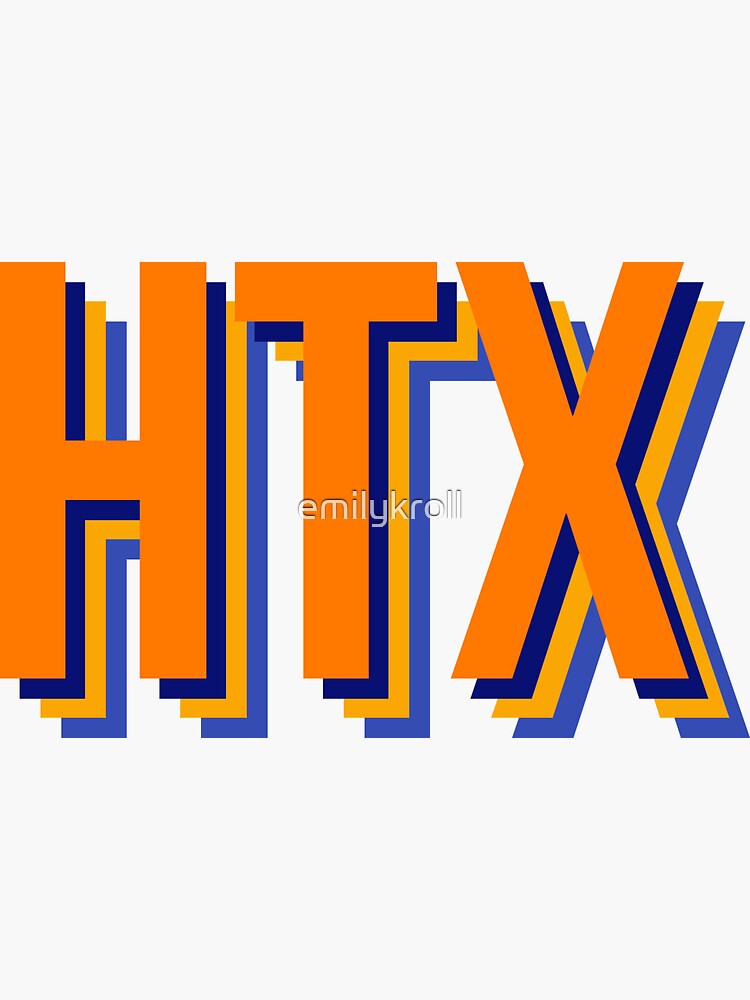 "HTX in orange & blue" Sticker for Sale by emilykroll | Redbubble