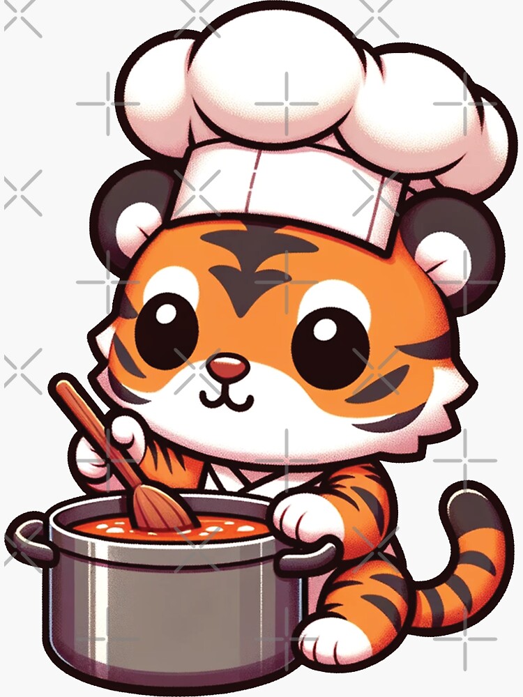 "Chibi Style Tiger Chef" Sticker for Sale by ScroggMcGoose | Redbubble