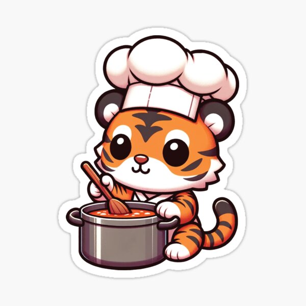 "Chibi Style Tiger Chef" Sticker for Sale by ScroggMcGoose | Redbubble