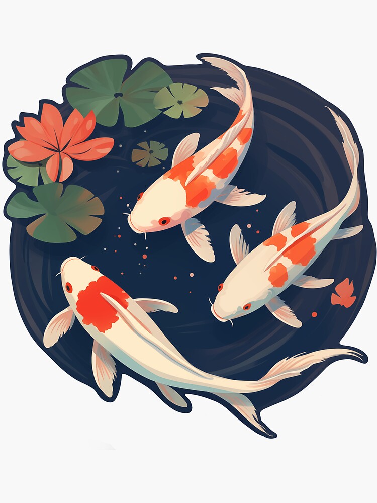 "Aesthetic Kawaii Koi Fish Pond" Sticker for Sale by koalatyculture ...