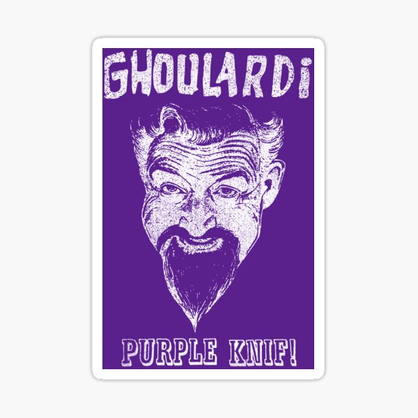 "Ghoulardi Purple Knif" Sticker for Sale by ourkid | Redbubble