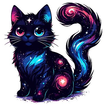 "Kawaii Cosmic Cat in Stars" Sticker for Sale by TomFrontierArt | Redbubble
