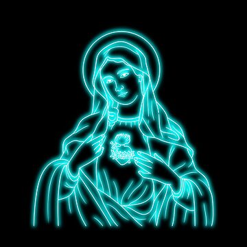 "Light Blue Neon Virgin Mary" Sticker for Sale by lachataigne | Redbubble