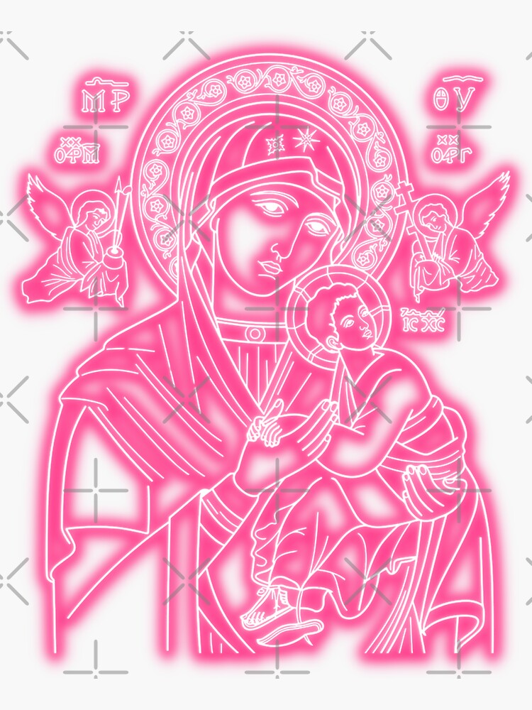 "Pink Neon Virgin Mary" Sticker for Sale by lachataigne | Redbubble