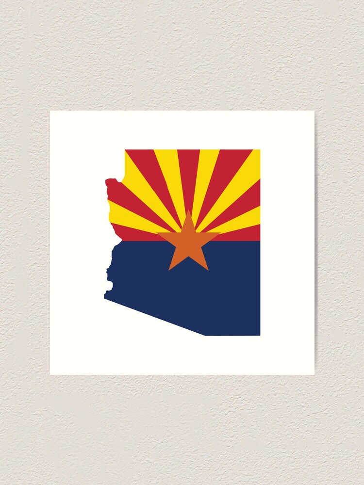 "Arizona State Outline with Flag" Art Print for Sale by JPDesignsStuff ...