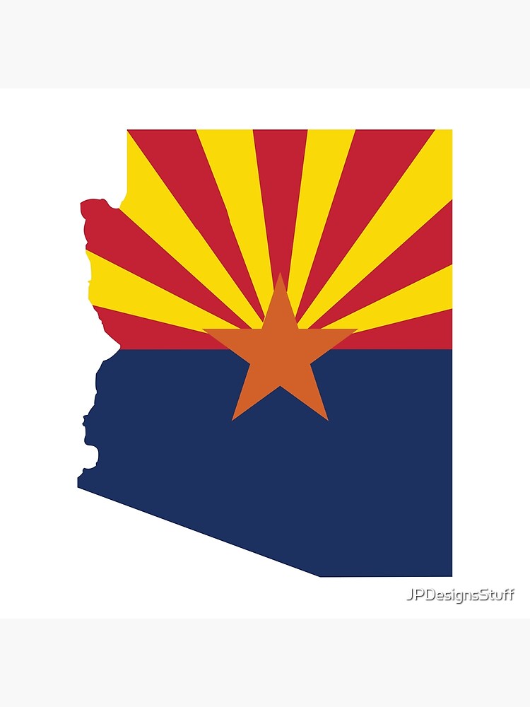 "Arizona State Outline with Flag" Art Print for Sale by JPDesignsStuff ...
