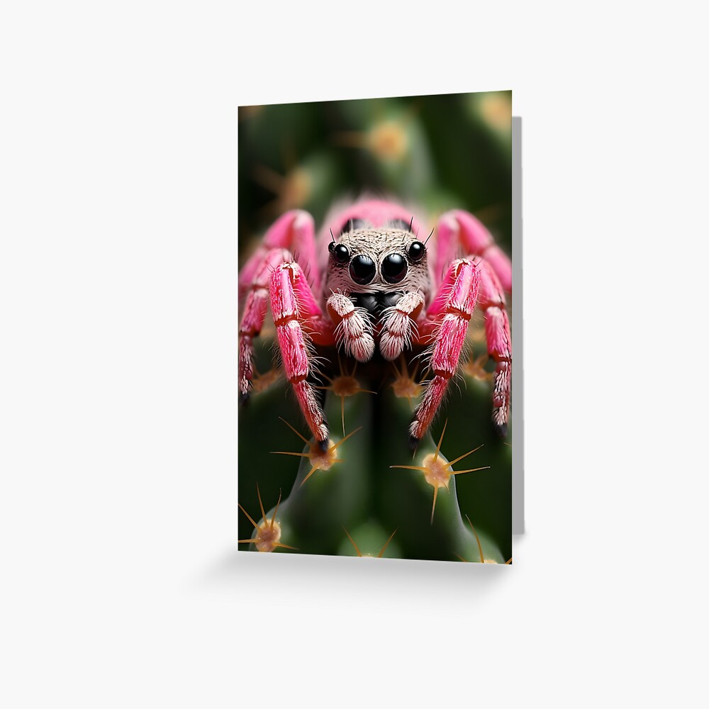 "Cute pink jumping spider on a cactus, macro " Poster for Sale by Plant ...